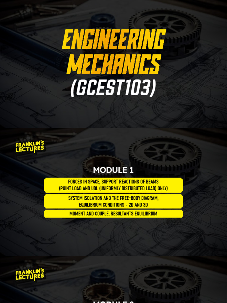 ? S1 Important Topics - Engineering Mechanics - Franklin's Lectures | PDF