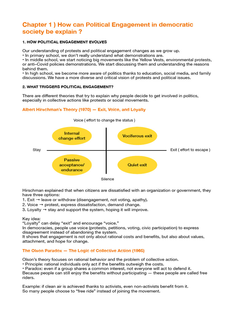Chapter 1 ) How Can Political Engagement in Democratic Society Be ...