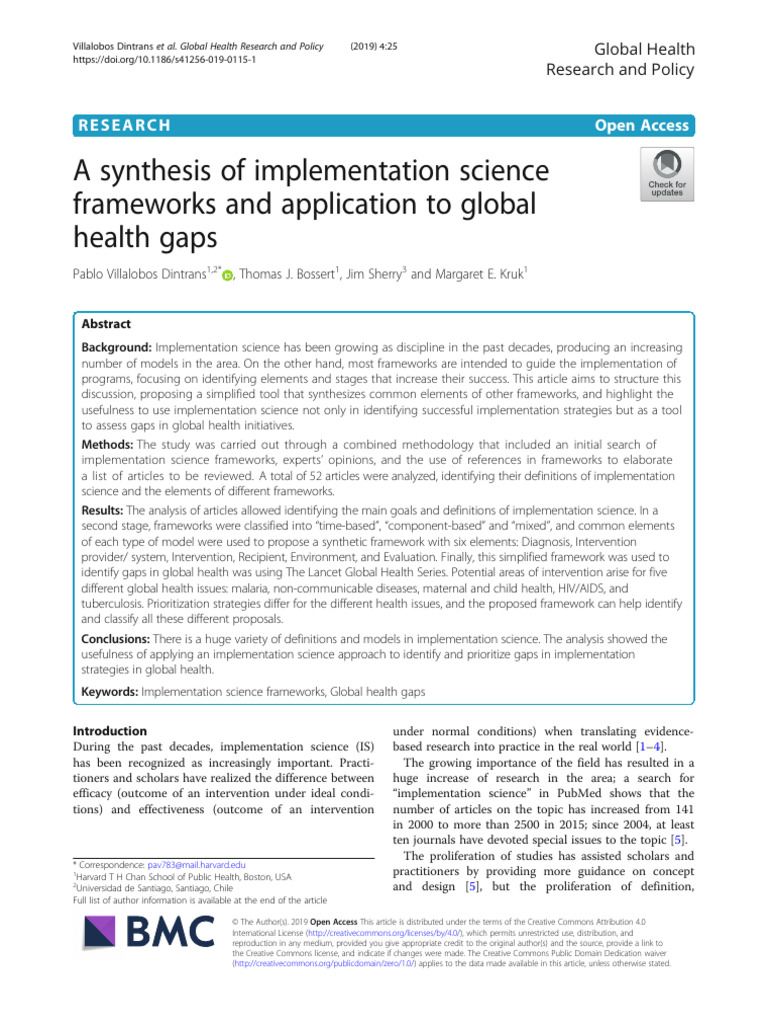 A_synthesis_of_implementation_ | PDF | Global Health | Science