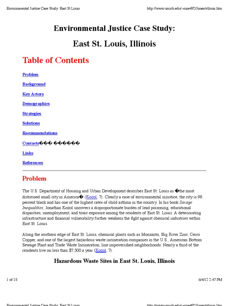 Environmental Justice Case Study - East ST Louis | PDF ...