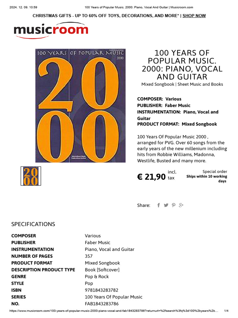 100 Years of Popular Music. 2000 - Piano, Vocal and Guitar | PDF ...