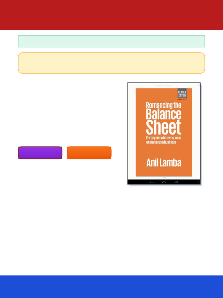Romancing The Balance Sheet 2nd Edition Anil Lamba Ebook Downloadable Reading Pack | PDF ...