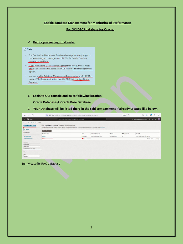 Enable Database Management for Monitoring of Performance for DBCS ...