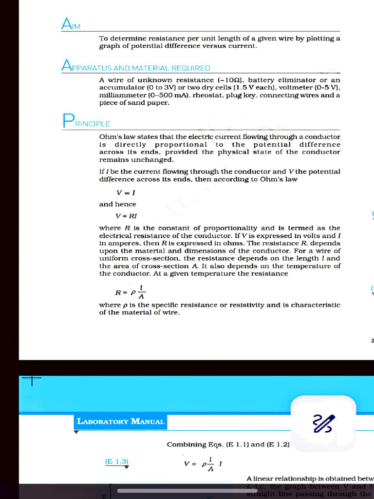 Section A Experiment No 1 | PDF | Electrical Conductor | Voltage