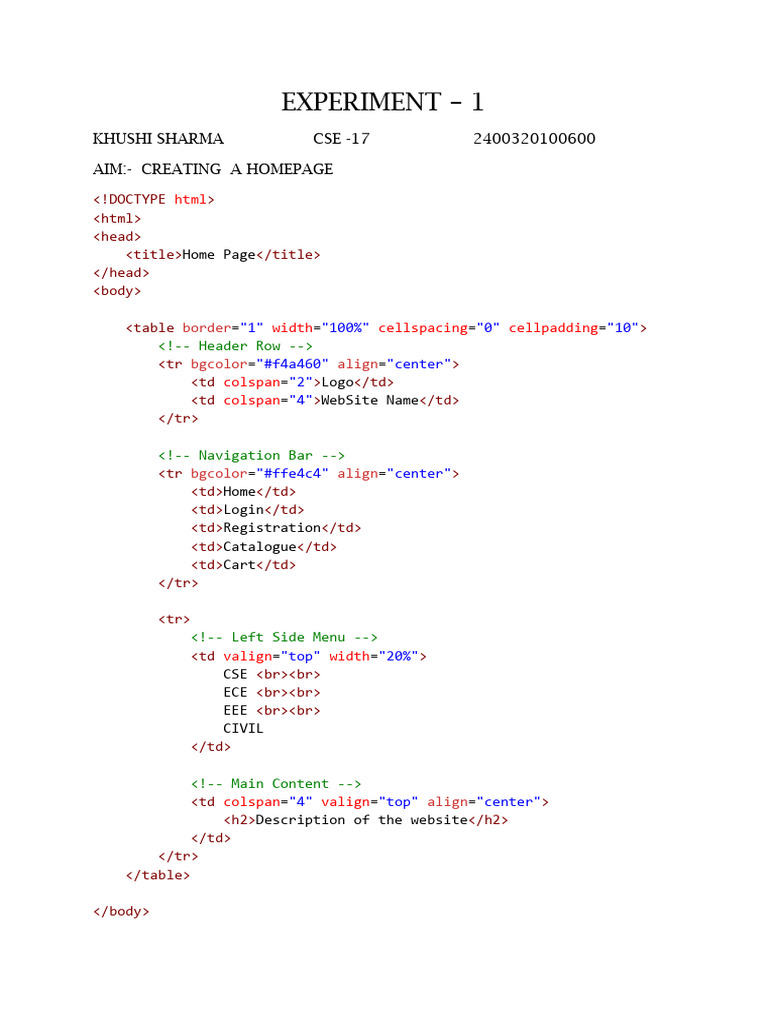 Exp-1,2,3 of HTML | PDF
