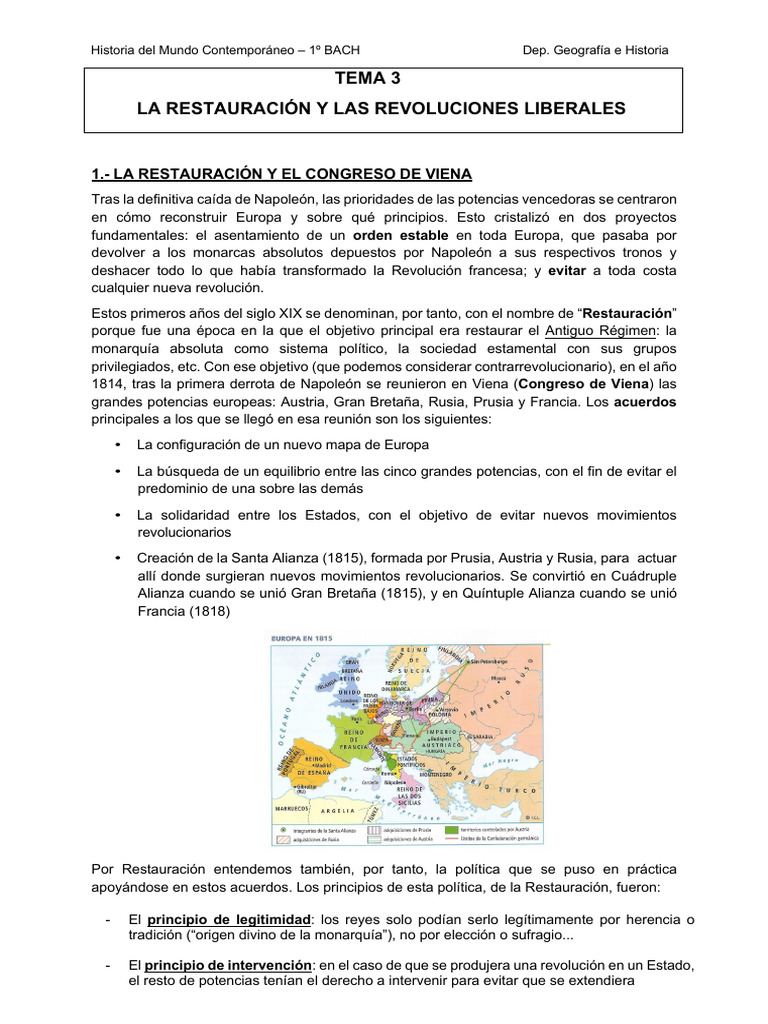 TEMA 3 - La Restauración y La Revoluciones Liberales | PDF | imperio ...