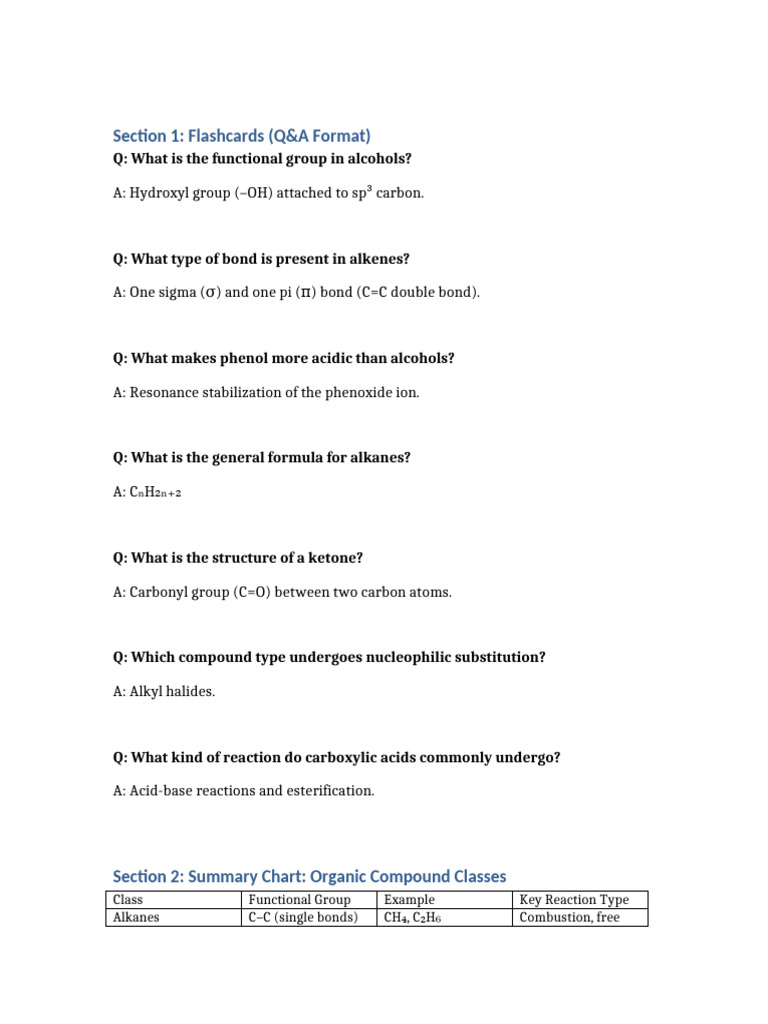 Organic Chemistry Flashcards & Quiz | PDF | Alkene | Ketone
