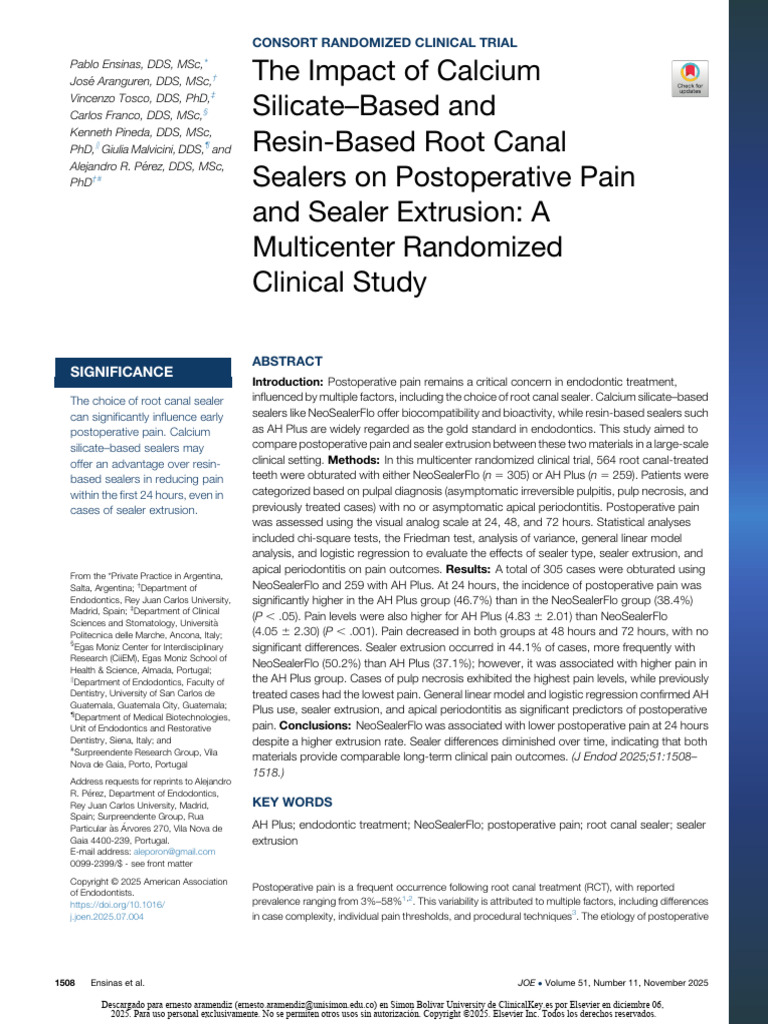 The Impact of Calcium Silicate-Based and Resin-Based Root Canal Sealers ...