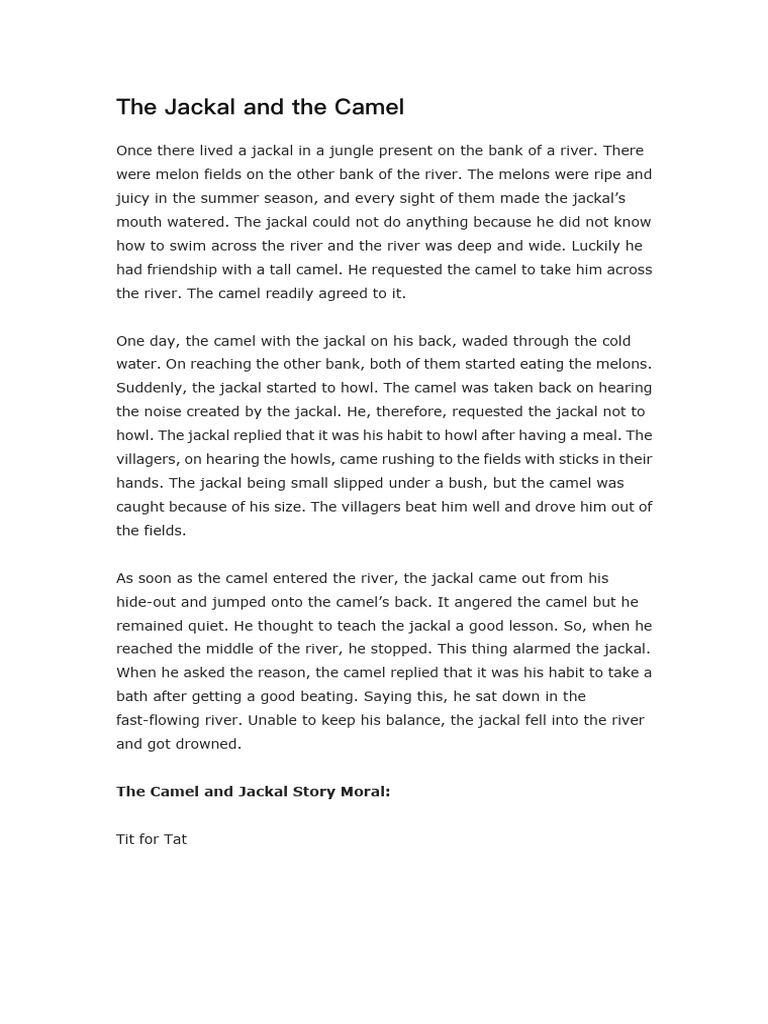 The Camel and Jackal: A Moral Tale | PDF