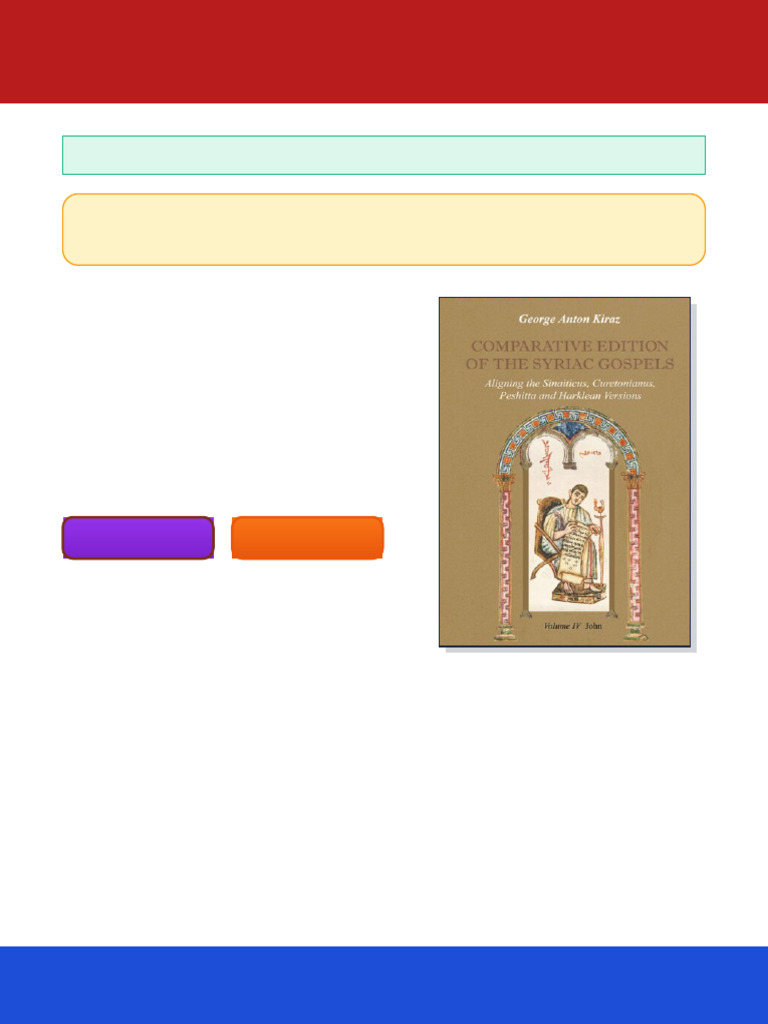 Comparative Edition of The Syriac Gospels Aligning The Sinaiticus ...
