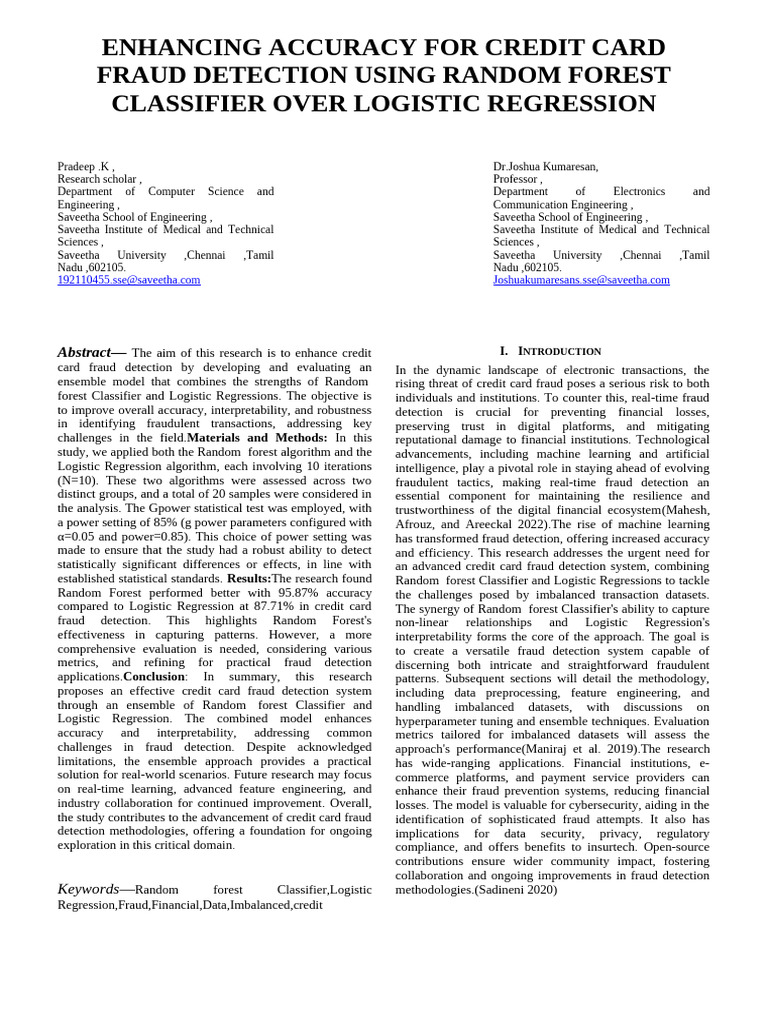 IEEE Format Paper | PDF | Logistic Regression | Regression Analysis