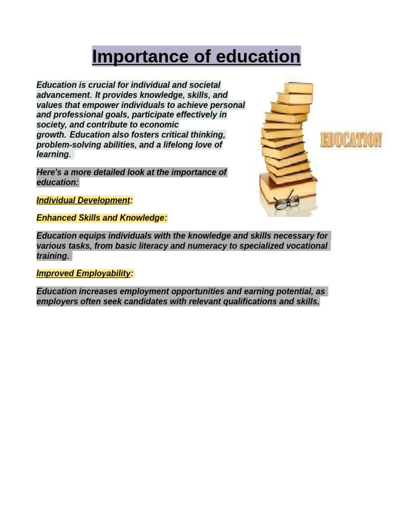 Importance of Education | PDF