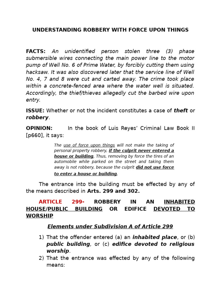 Robbery vs. Theft: Legal Analysis | PDF | Building | Robbery