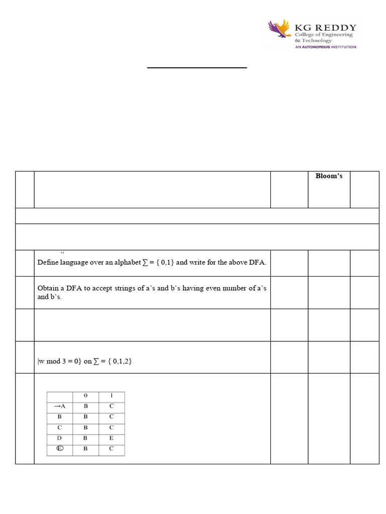 III-I CSE_ATCD QUESTION BANK final 2025-26 | PDF | Parsing | Grammar