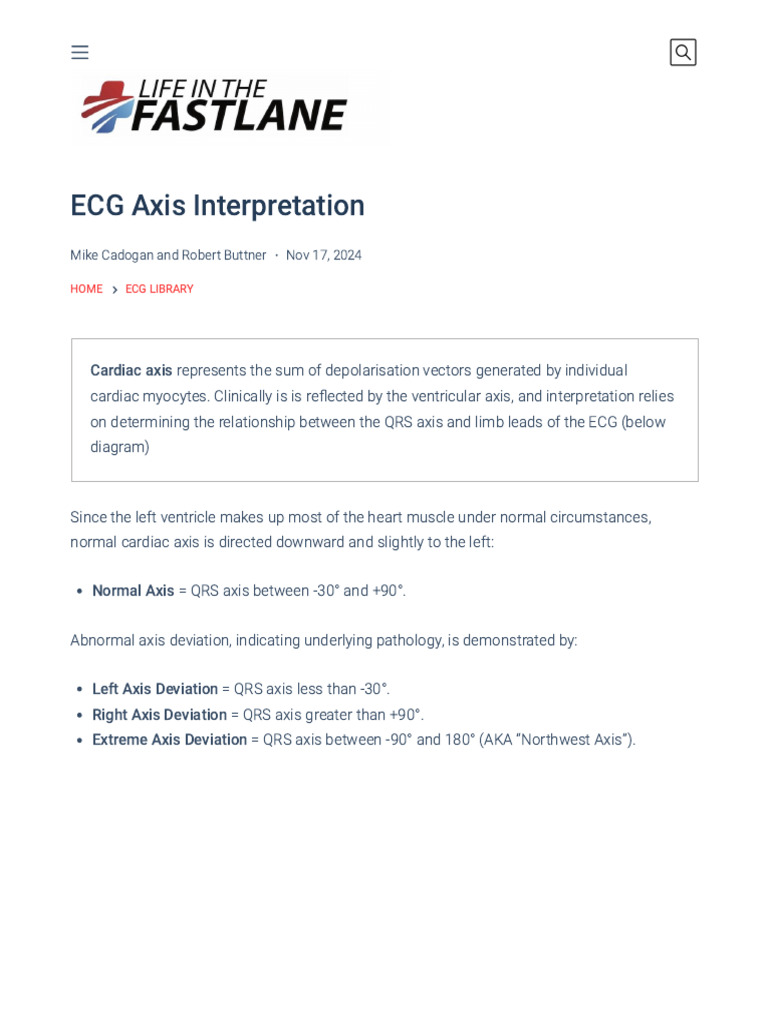 ECG Axis Interpretation - LITFL - ECG Library Basics | PDF ...