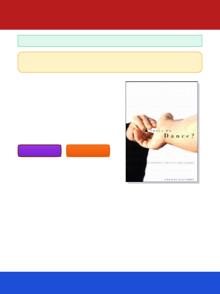 Shall We Dance A Patriotic Politics for Canada 1st Edition Charles ...