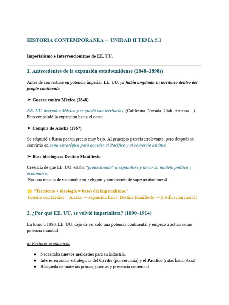 Historia Contemporánea - Unidad II Tema 5.1 | PDF | Guerra Fría | Cuba
