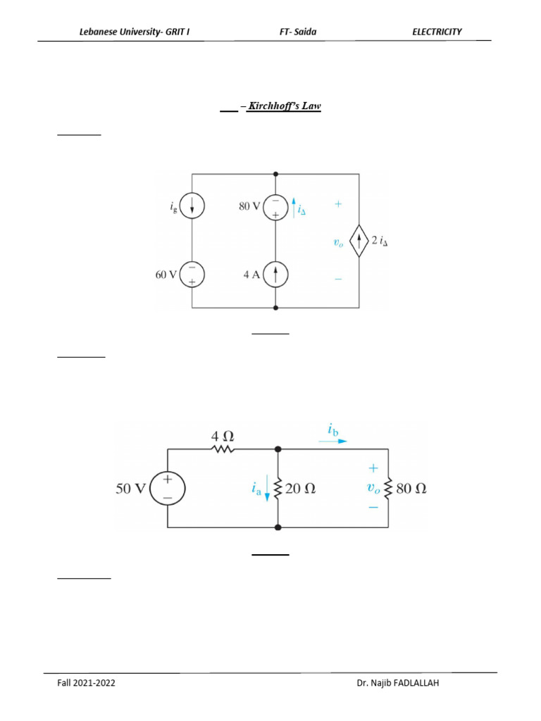 TD Electricity | PDF | Electrical Network | Electronics