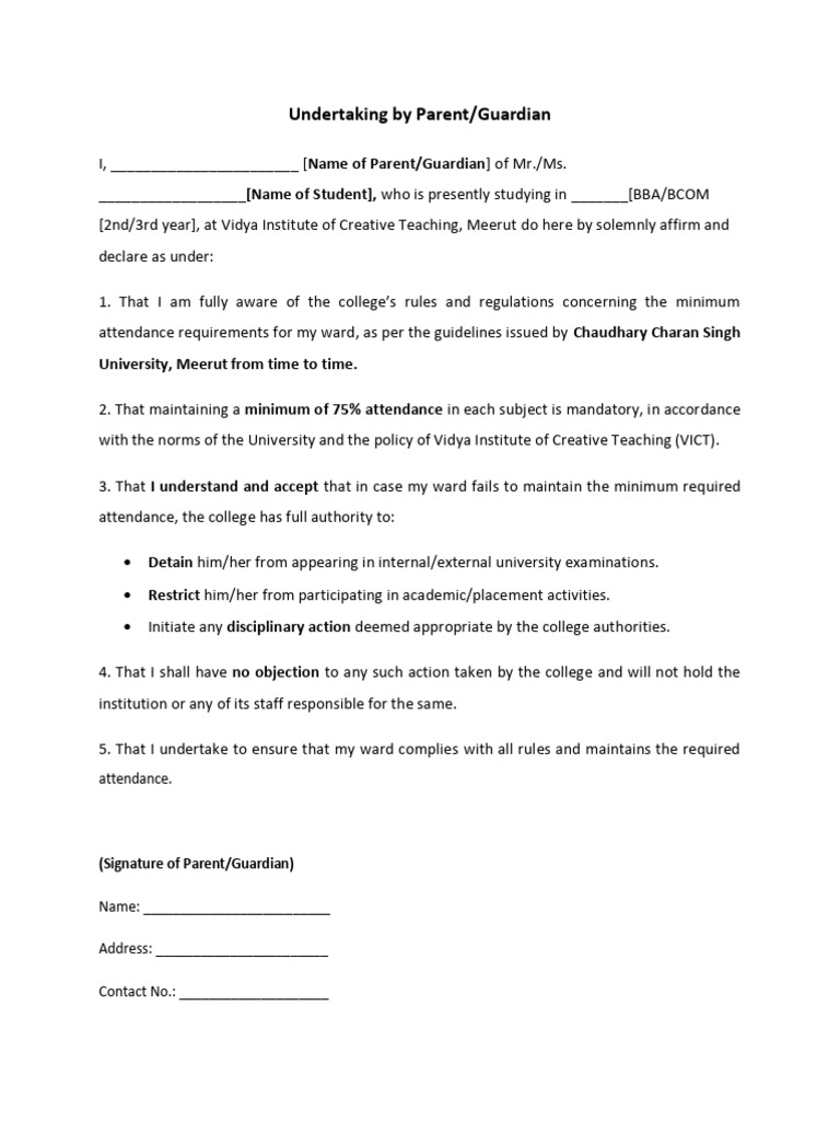 Undertaking by Parent | PDF