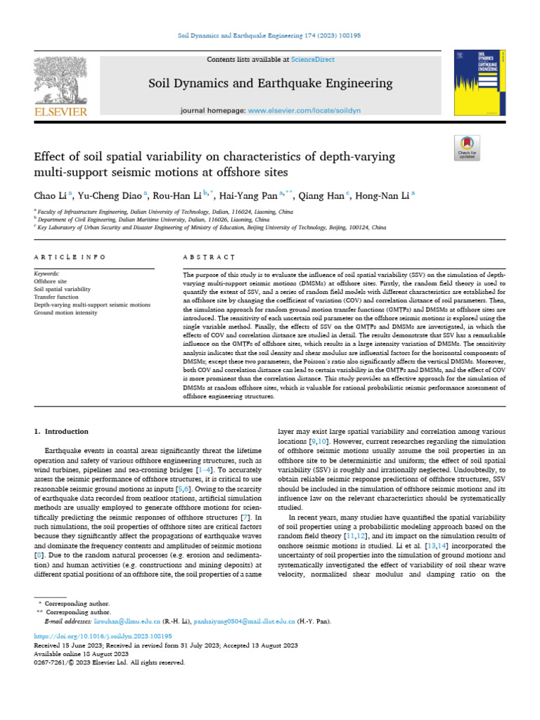 Effect of Soil Spatial Variability On Characte | PDF | Waves | Seismology