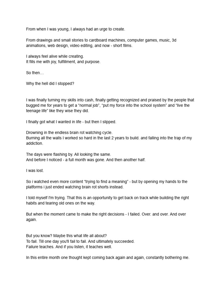 Creation - A Short Script About The Meaning of Life | PDF