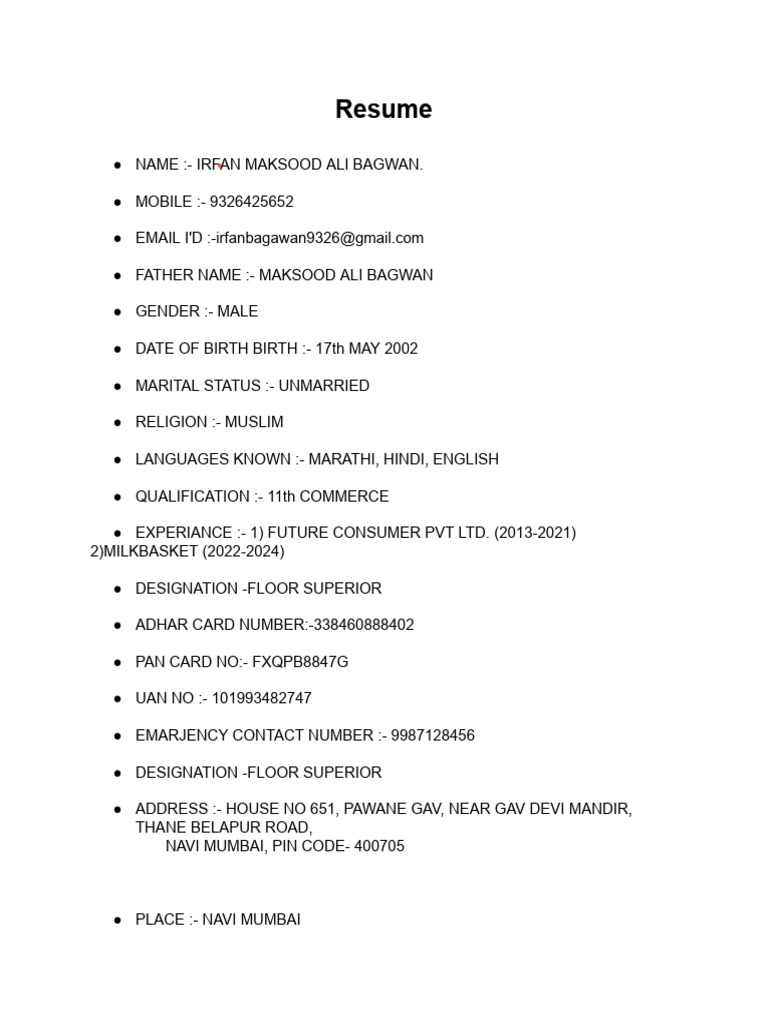 Irfan Resume.rtf (3) | PDF