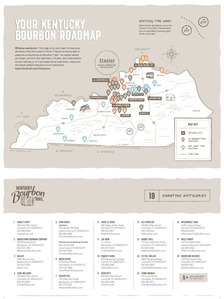 Kentucky Bourbon Trail Map Guide | PDF | Kentucky | Bourbon Whiskey