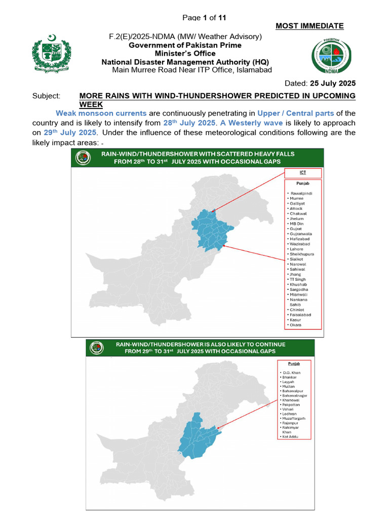More Rains With Wind-Thundershower Predicated in Upcoming Week | PDF ...