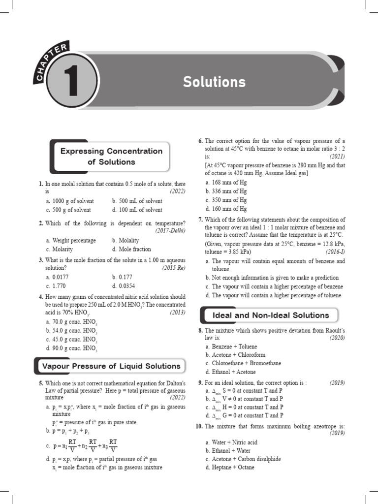 Concentration and Properties of Solutions | PDF | Applied And ...