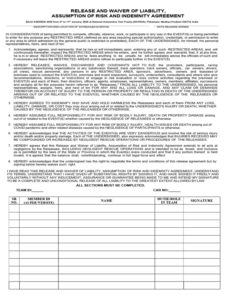 Indemnity Bond-Format e & h BAJA | PDF | Indemnity | Legal Concepts