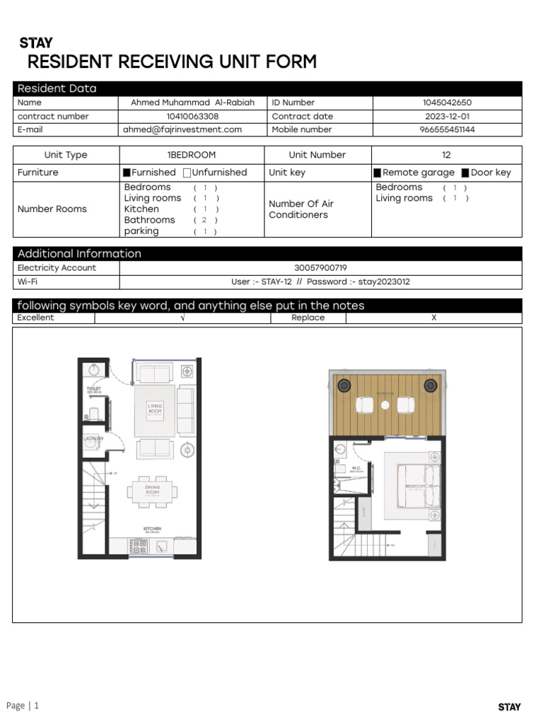 RESIDENT RECEIVING UNIT FORM 12 | PDF | Room | Bedroom
