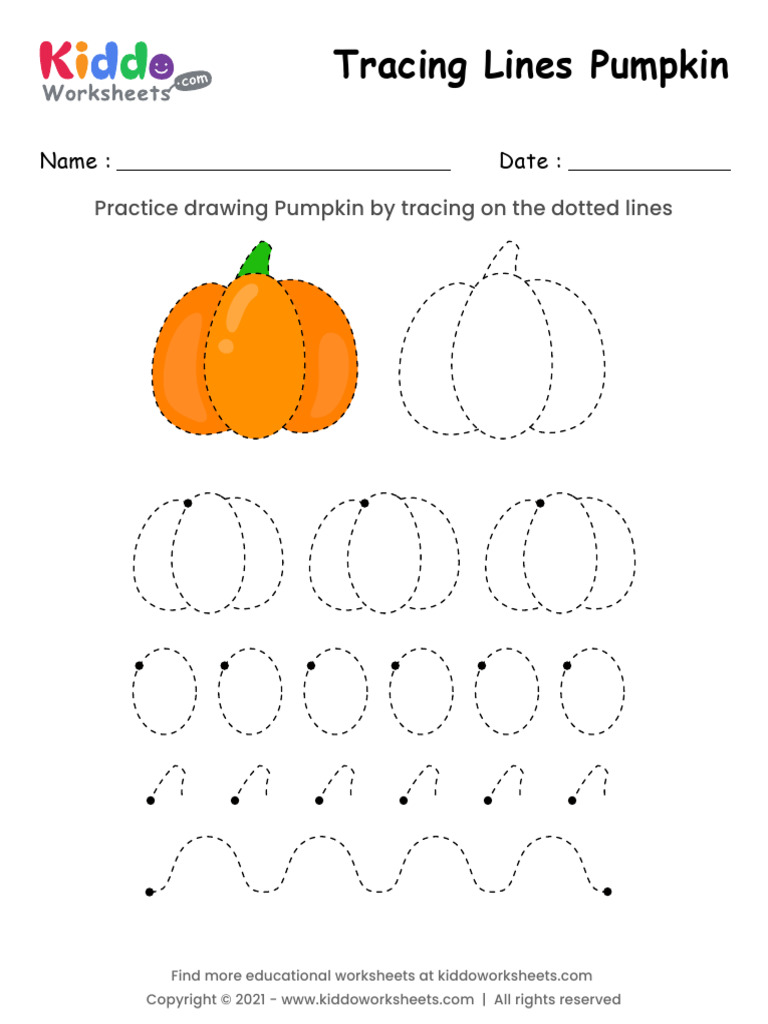 Tracing Lines Pumpkin Worksheet | PDF