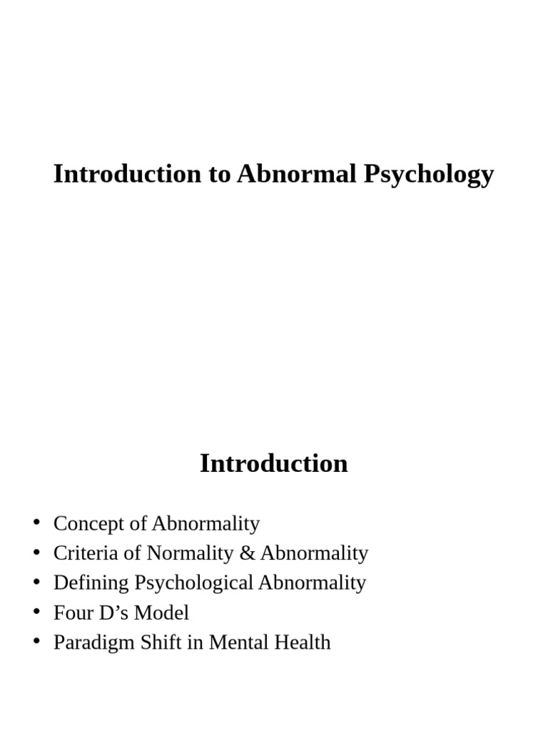 Introduction To Abnormal Psychology Lec 1 | PDF | Mental Disorder ...