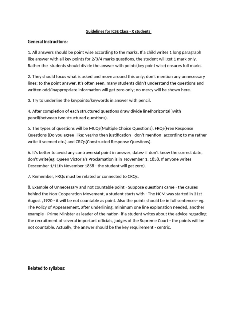 Guidelines For Class 10 Board Students-1 | PDF