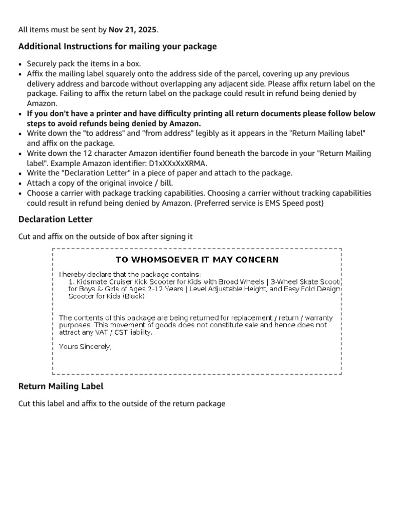 Online Return Center | PDF