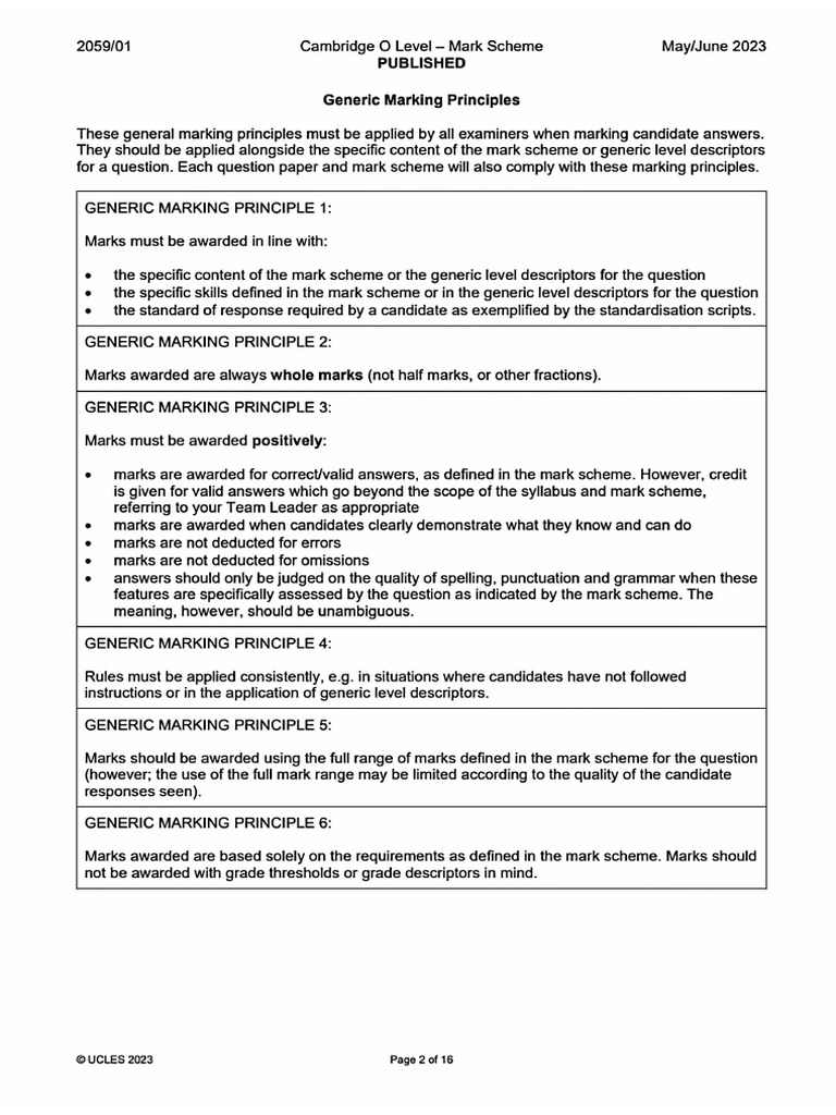 Generic Marking Principles p 1 | PDF
