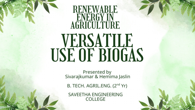 Versatile Use of Biogas 1 | PDF