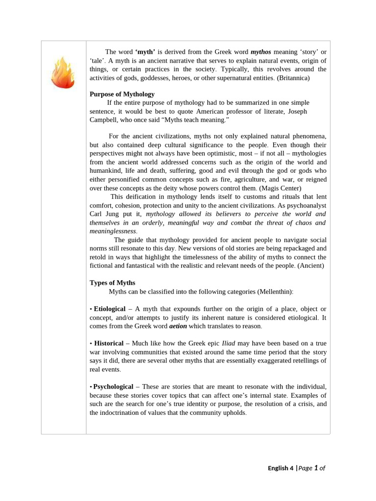Definition of Mythology and Its Purpose | PDF | Deities | Religious ...