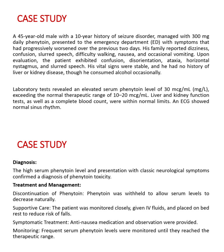 Phenytoin Toxicity Case Study Analysis | PDF