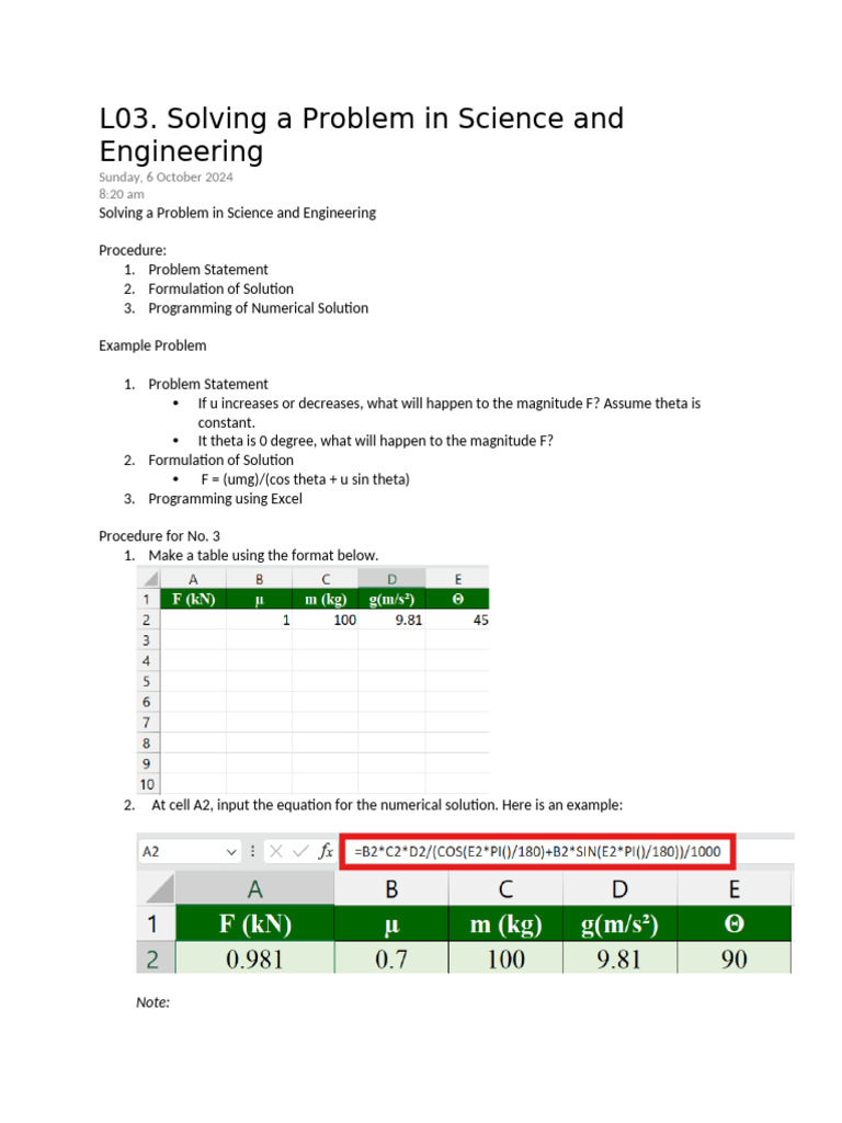 L03. Solving A Problem in Science and Engineering | PDF