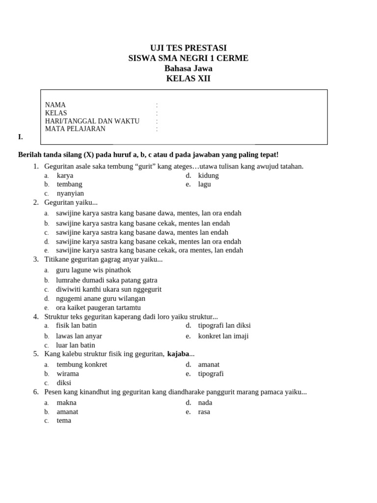UJI TES KOGNITIF | PDF