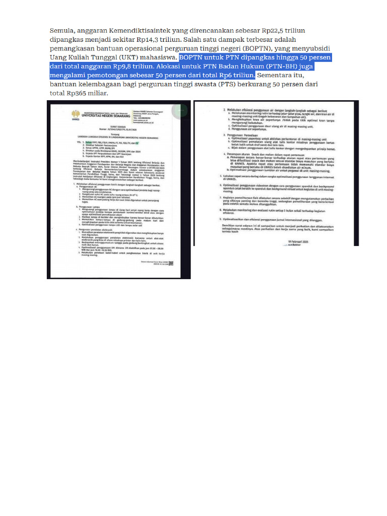 Efisiensi Unnes (Ptn-bh) | PDF