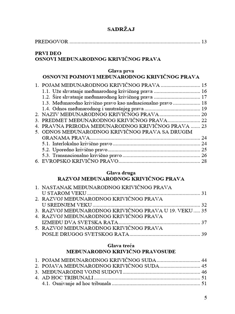 17678-Medjunarodno Krivicno Pravo - Veljko Ikanovic-sadrzaj | PDF