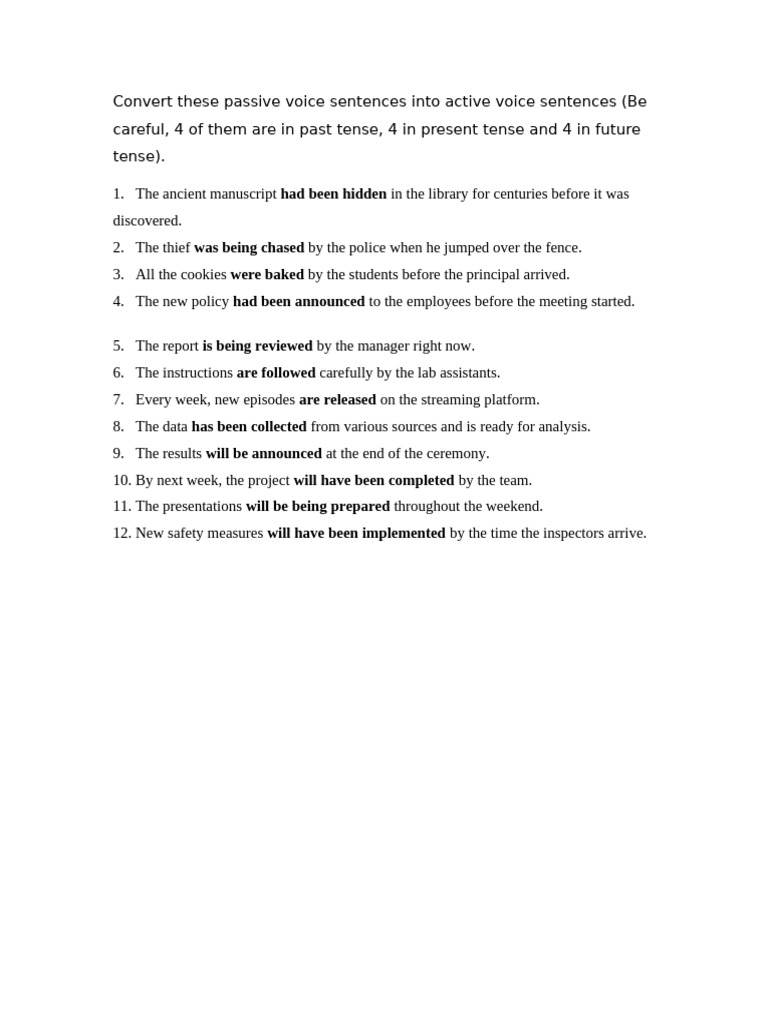 Active Voice Conversion Exercise | PDF
