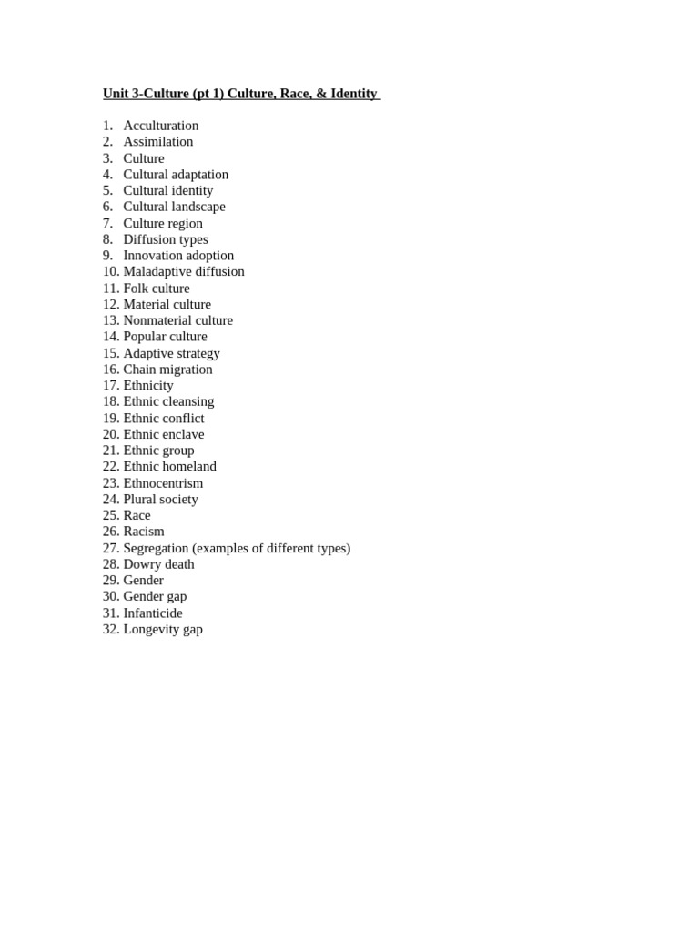 Culture, Race, and Identity Overview | PDF
