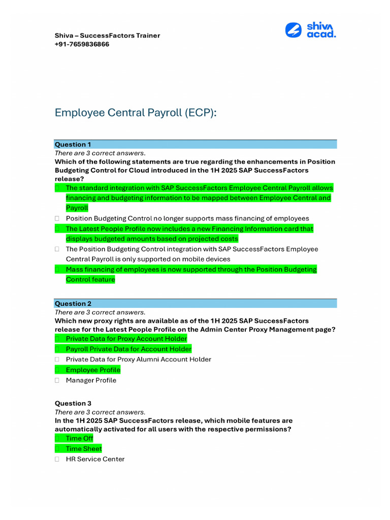 Rcm & Onboard & Ecp Delta 1h Sap Sf | PDF