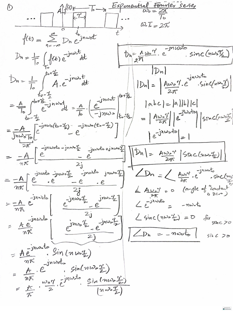 10b-Exponential Fourier Series and System Response Solved Problems | PDF