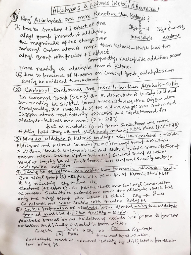 Aldehyde and Ketones (Notes) | PDF | Ketone | Organic Chemistry