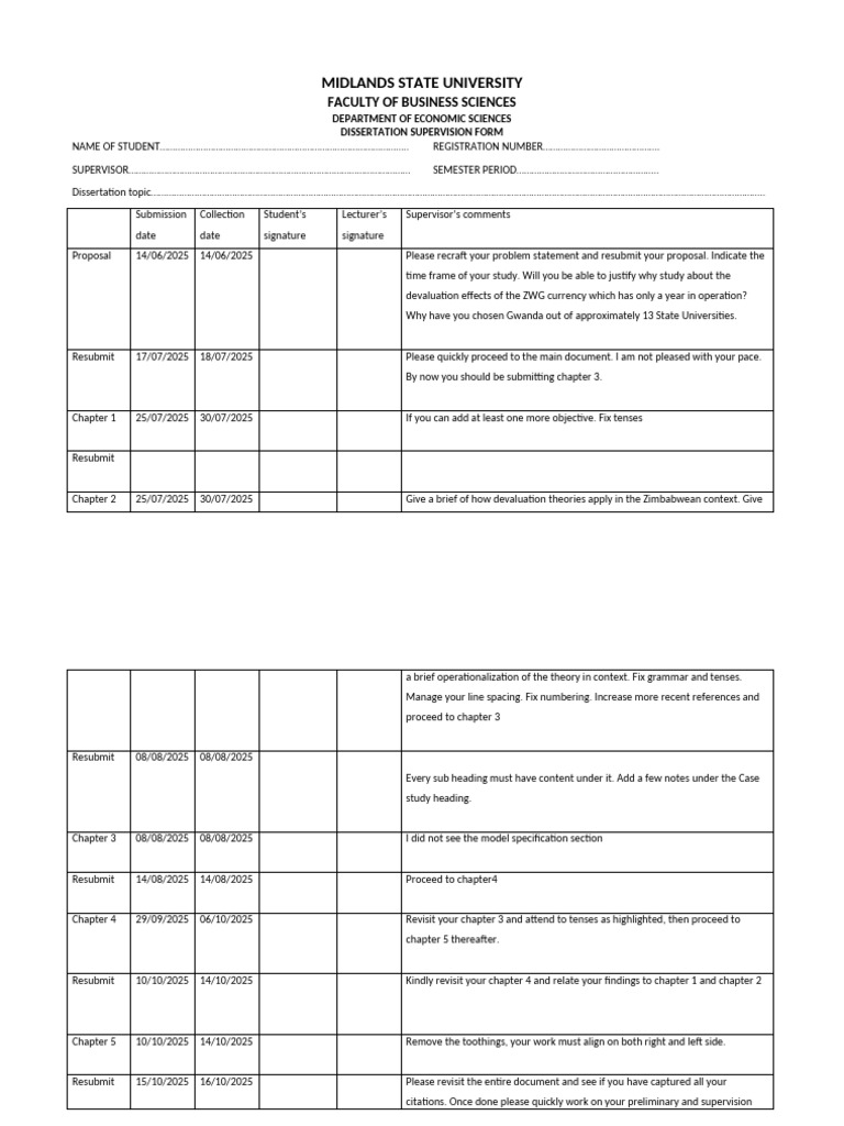 Supervision Form | PDF | Thesis