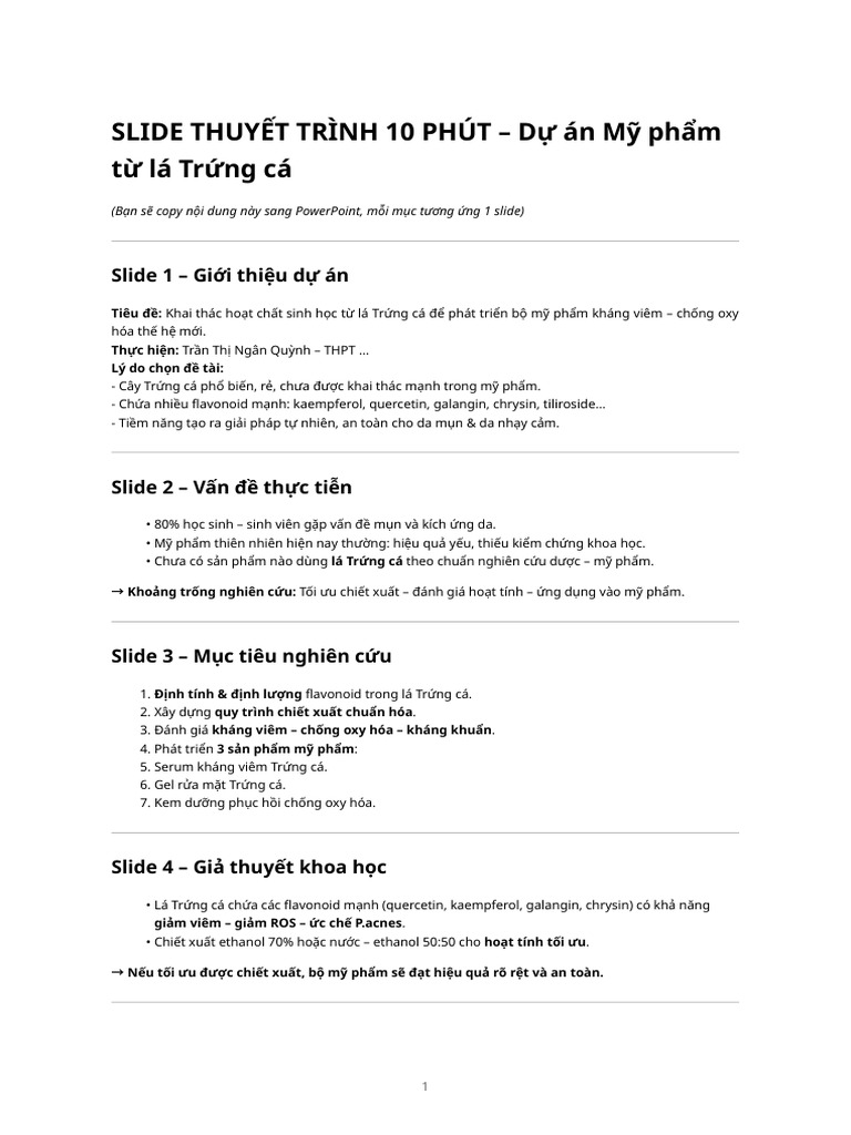 Slide Thuyet Trinh Khkt 10 Phut | PDF